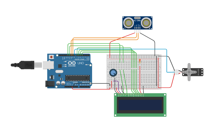 Circuit design Smart Dustbin | Tinkercad