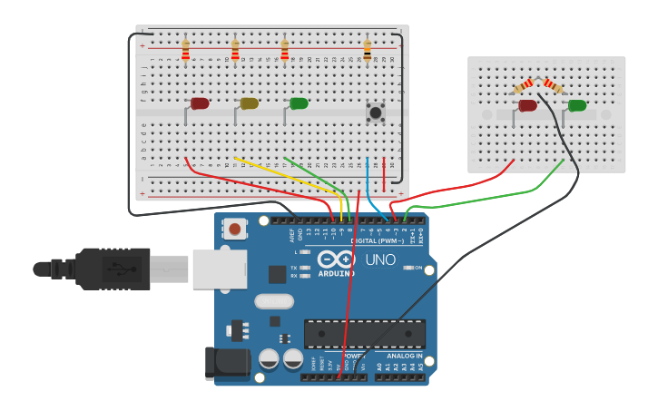Circuit design Copy of Semáforo Arduino com travessia para Pedestre ...