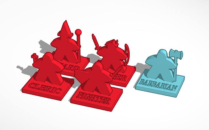 3D design DnD Meeples - Tinkercad