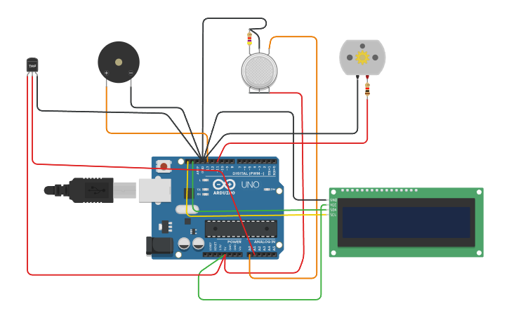 Circuit design DETECTOR DE HUMO, TEMPERATURA Y RGB - Tinkercad