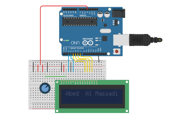 Circuit design Copy of LCD and temperature sensor | Tinkercad
