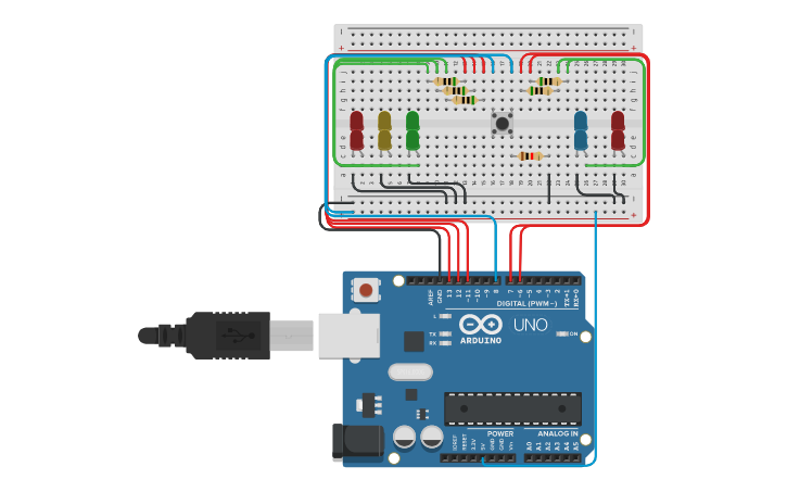 Circuit Design Semáforo Arduino Tinkercad 4591