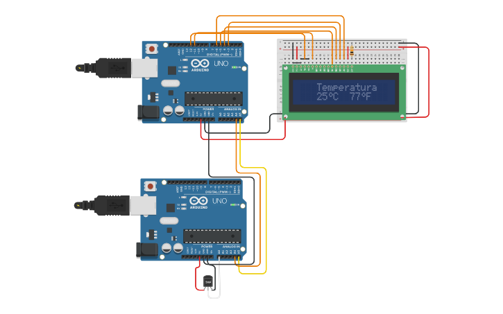 Circuit Design I2c Termometro Tinkercad