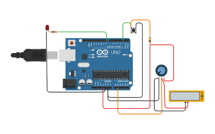 Circuit Design Arduino Uno Przycisk Tinkercad