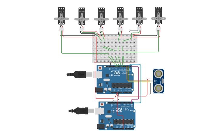 Circuit design interactive robot with bluetooth - Tinkercad