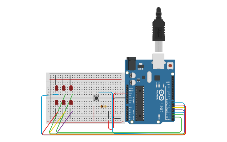 Circuit design Electronic dice - Tinkercad