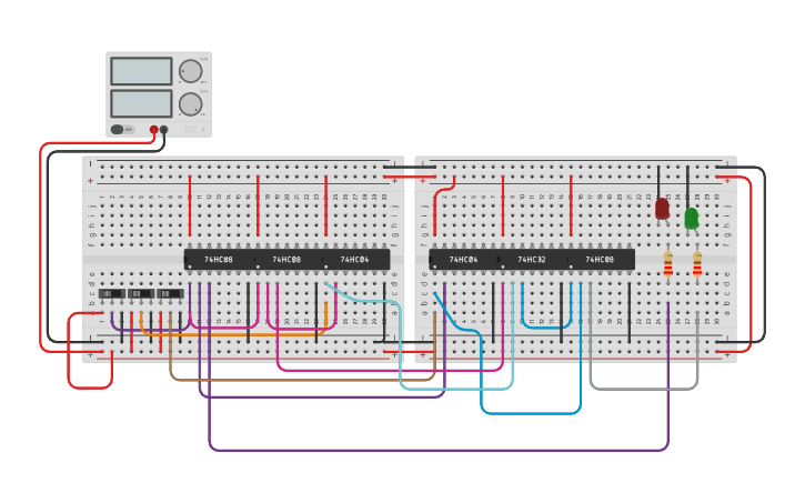 Circuit design Compuertas logicas AND OR NOT - Tinkercad