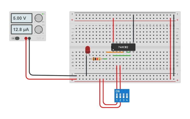 Circuit design OR GATE USING NOR GATE | Tinkercad