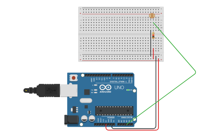 Circuit Design Fotoresistencia Tinkercad