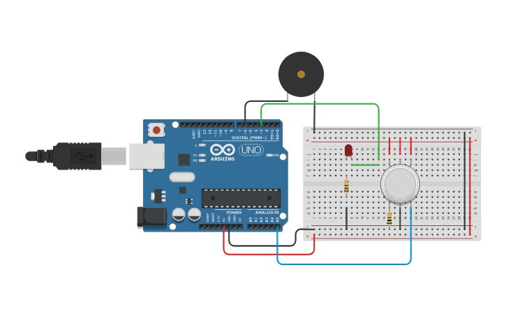 Circuit design CSC Project Smoke Detector - Tinkercad