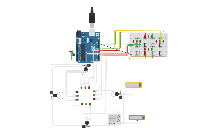 Circuit design Traffic-Light System - Tinkercad