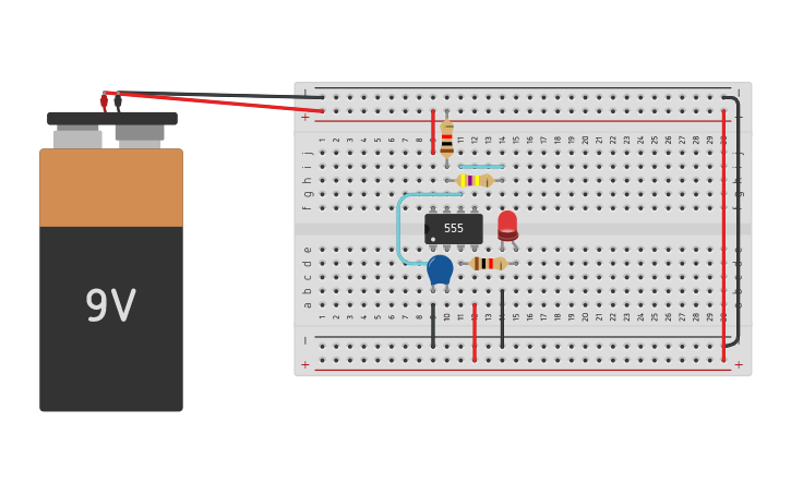 Circuit design Blinking LED with a 555 - Tinkercad