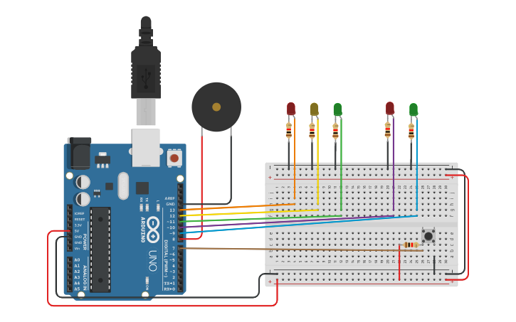 Circuit design Semafor | Tinkercad