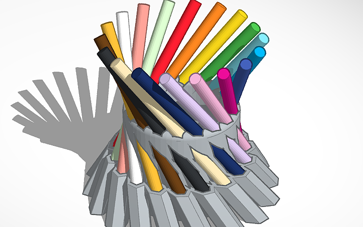 3D design Hyperboloid Hexagon Pen Holder with Cup - Tinkercad