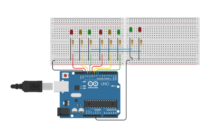 Circuit design Semaforo Arduino - Tinkercad