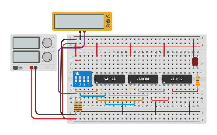 Circuit design Logica combinacional - Tinkercad