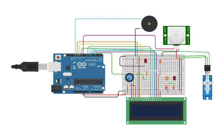 Circuit design sistema de seguridad - Tinkercad
