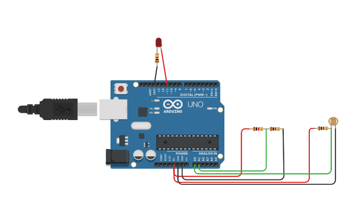 Circuit design photoresistor | Tinkercad